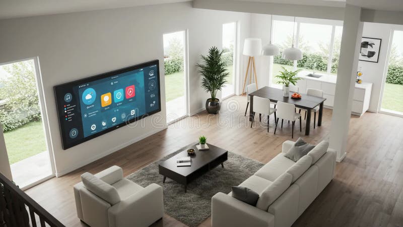 Modern Smart Home Interior Design: Large Screen Control Panel and ...