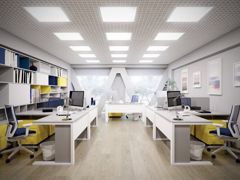 Spacious and Bright Modern Office Stock Image - Image of construction ...