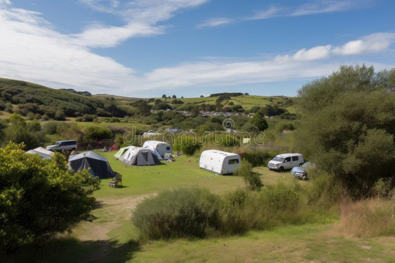 Spacious Campsite with Open, Natural Surroundings and Views Stock Photo ...
