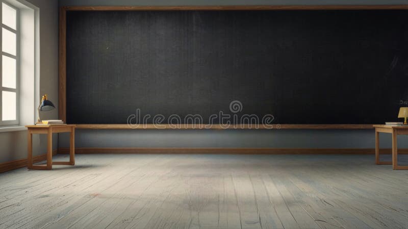 The Spacious Classroom Features a Large Wooden-framed Chalkboard ...