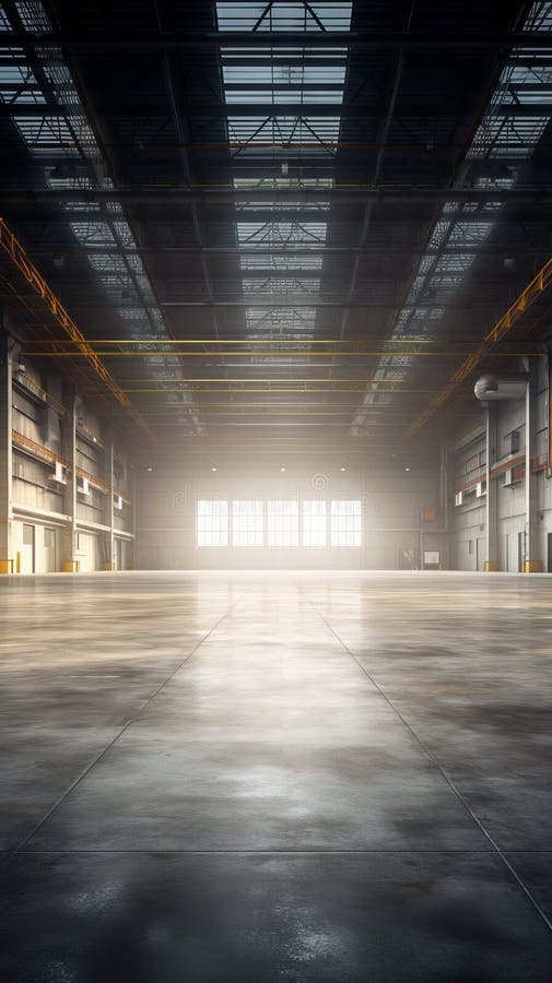 Spacious and Clean Warehouse Interior with Natural Light. Concept of ...
