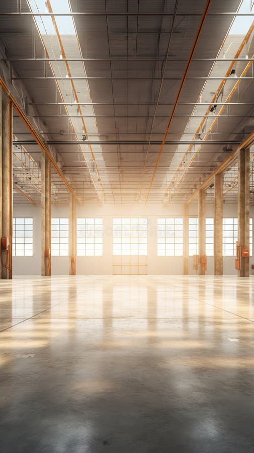 Spacious and Clean Warehouse Interior with Natural Light. Concept of ...