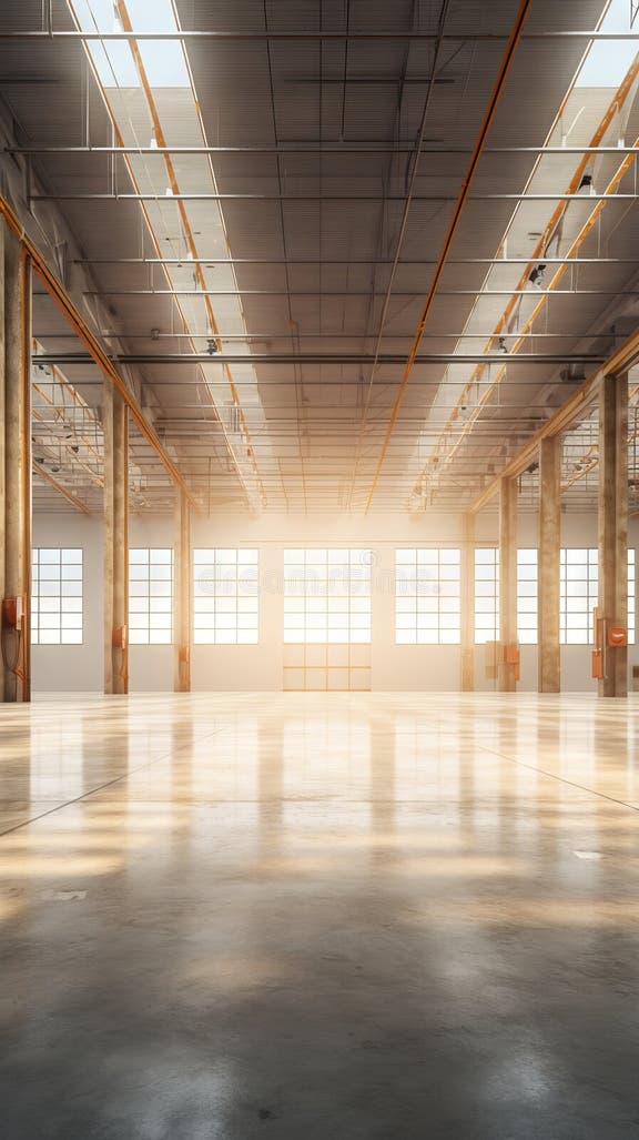 Spacious and Clean Warehouse Interior with Natural Light. Concept of ...