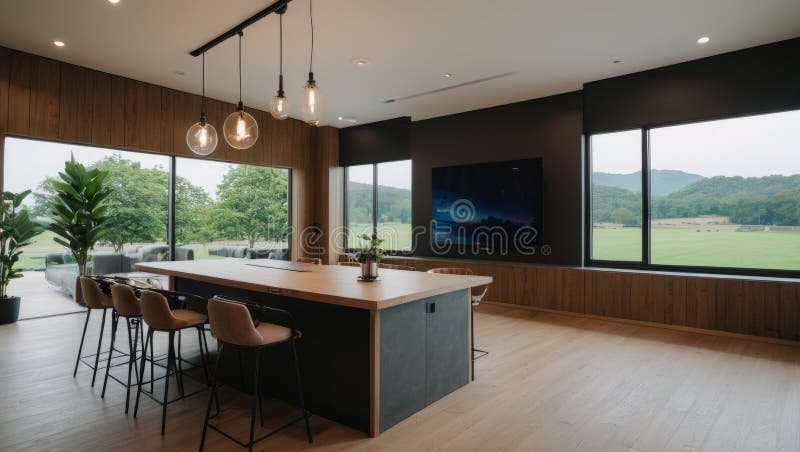 Co-working Space Located in a Modern Farmhouse Stock Illustration ...