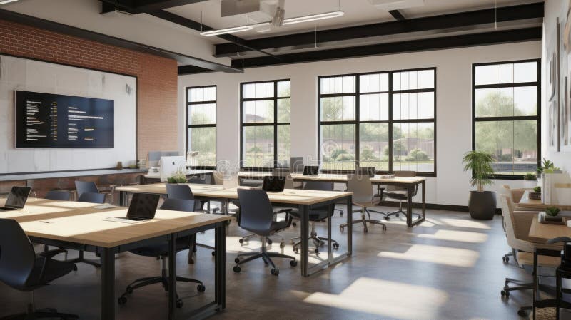 A Spacious Collaboration Space with Multiple Workstations and a ...