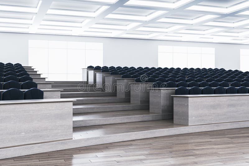 Spacious College Auditorium with Seats. 3D Rendering Stock Illustration ...