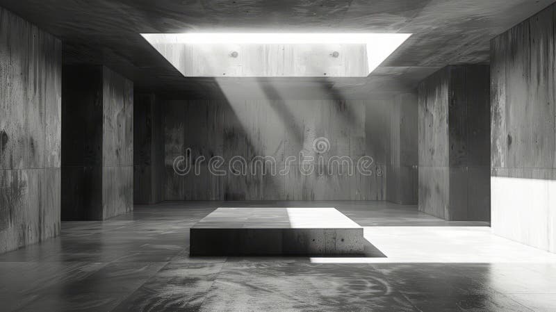 Minimalist Modern Interior Design Concrete Walls Central Platform Stock ...