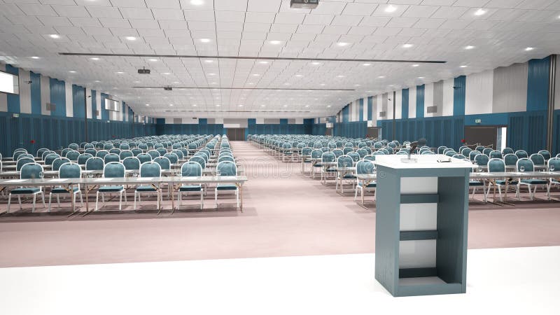 A Spacious Conference Hall with Rows of Chairs and a Podium Stock ...