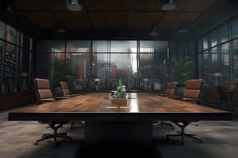 Conference Room with Table Chairs for a Cozy Gathering. AI Generated ...