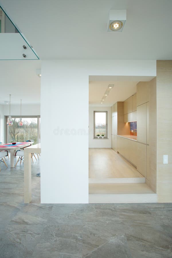 Spacious Contemporary Interior Stock Image - Image of luxury, designer ...
