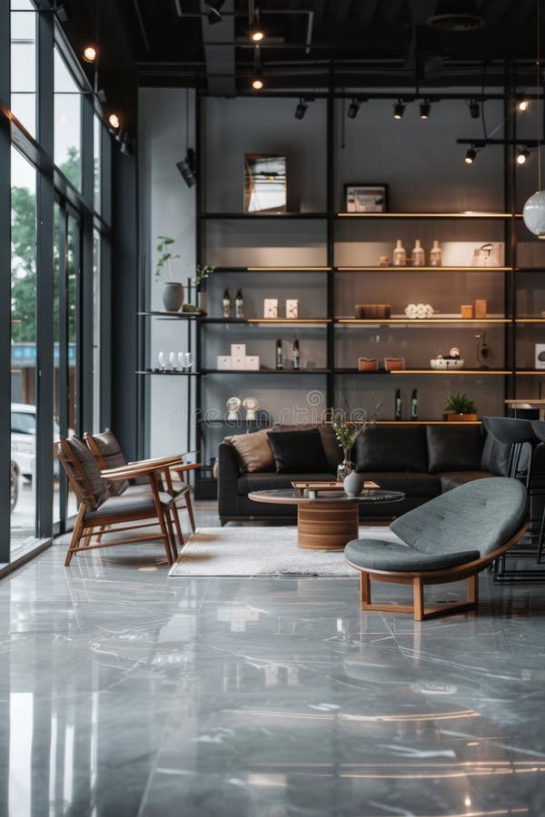 A Spacious and Contemporary Showroom Mockup Styled with High-end Modern ...