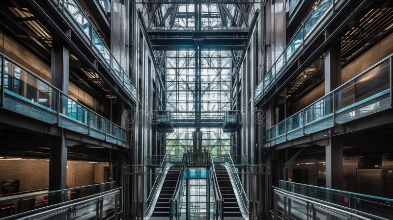 Spacious Corporate Office Building Lobby with Multiple Floors ...