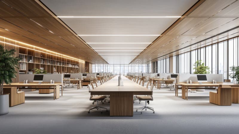 Spacious Design: an Overview of a Large Open Office Stock Photo - Image ...