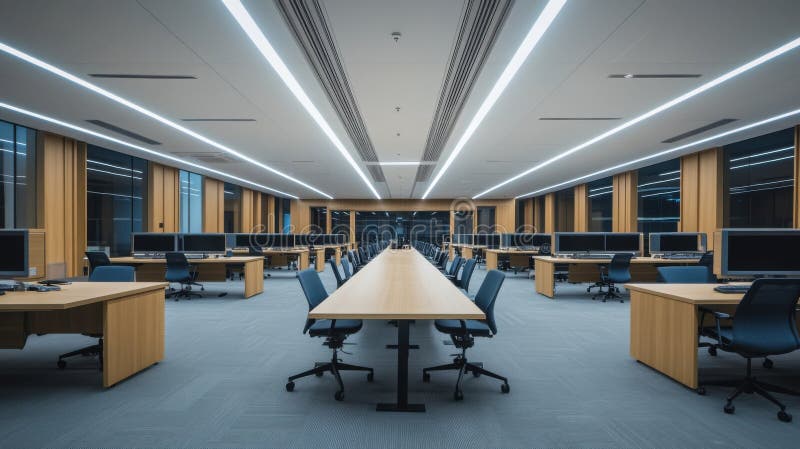 Spacious Design: an Overview of a Large Open Office Stock Photo - Image ...