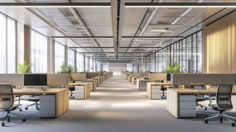 Spacious Design: an Overview of a Large Open Office Stock Photo - Image ...