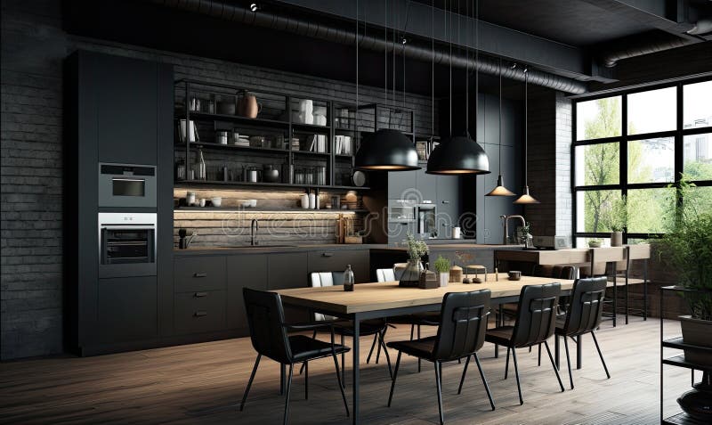 A Spacious Dining Room with Elegant Furniture and Ample Seating Stock ...