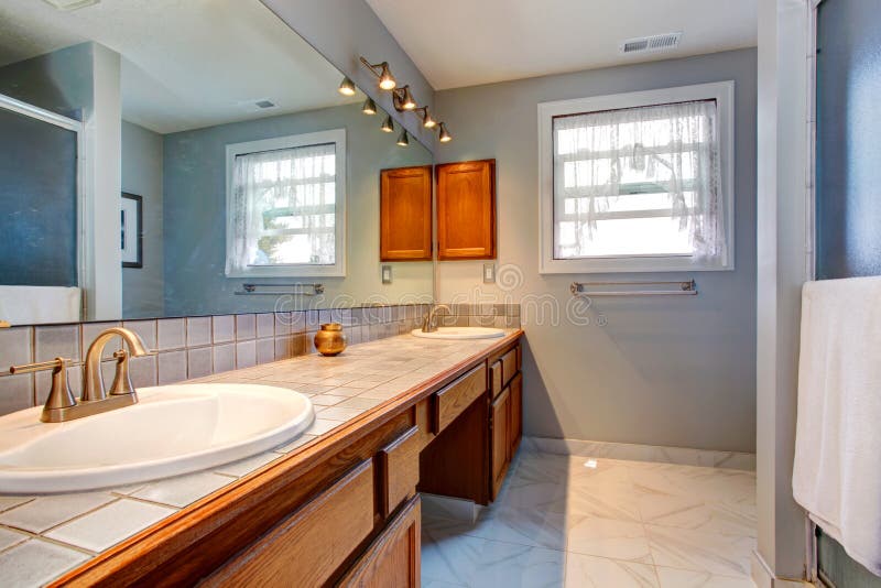 Spacious empty bathroom stock photo. Image of project - 41776380