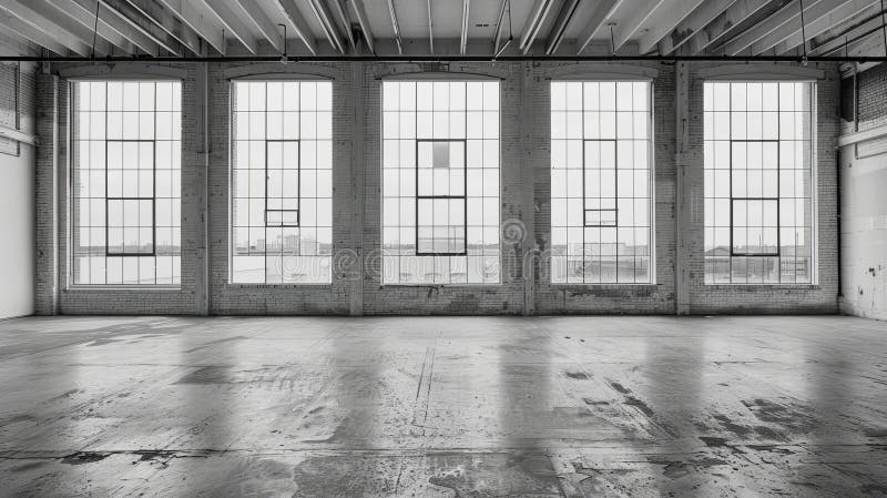 Spacious and Empty Industrial Textile Mill with Large Windows and ...