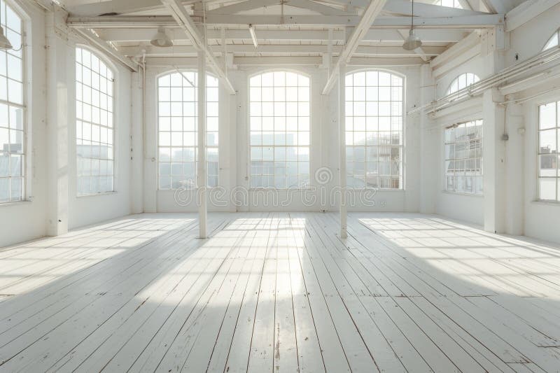 Spacious Empty Loft with Bright Natural Light Stock Image - Image of ...