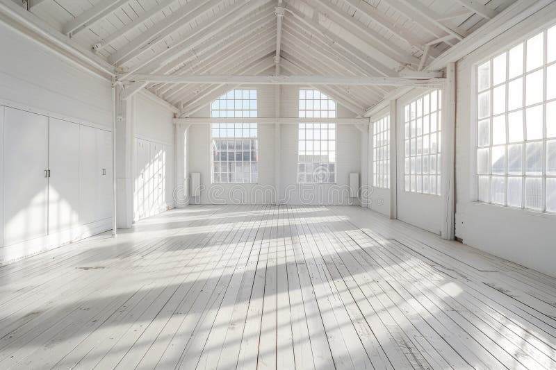 Spacious Empty Loft with Bright Natural Light Stock Photo - Image of ...