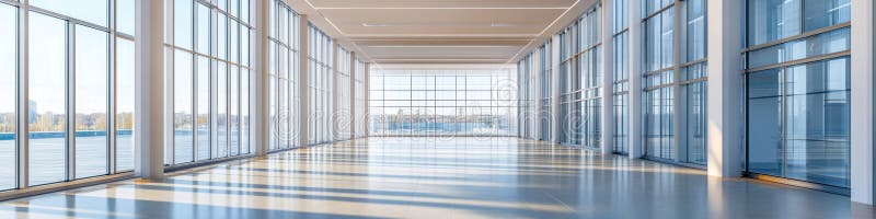 Spacious Empty Office Interior with Floor-to-ceiling Windows Offering ...