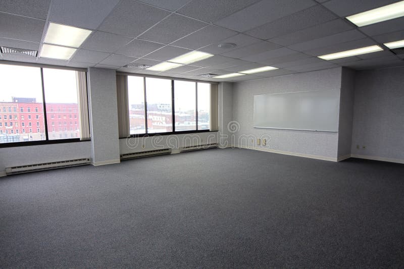 Spacious Empty Office Space with Urban View and Brainstorming Potential ...