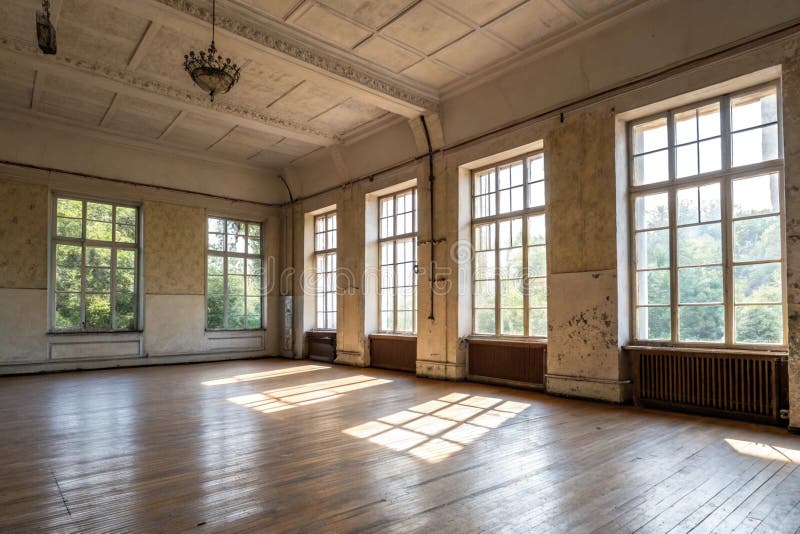 Empty Spacious Old Room with Laminated Floor Stock Illustration ...