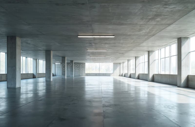 Spacious Empty Parking Garage with Concrete Floor Ceiling. Modern ...