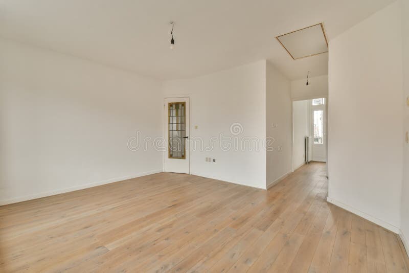 A Spacious Empty Room with an Angular Interior Stock Image - Image of ...