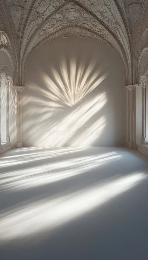Spacious Empty Room with Arched Ceiling and Beautiful Sun Rays ...