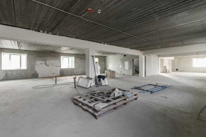 Spacious Empty Rooms in the Attic Floor after Filling Out the Work on ...