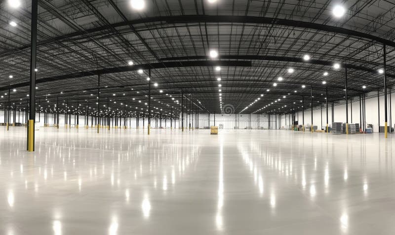 Warehouse Interior Filled with Stacked Cardboard Boxes, Organized Storage Space, Large Windows ...