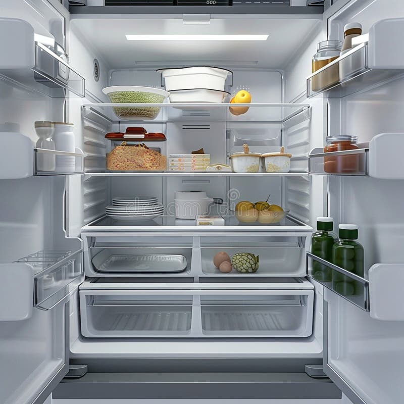 Spacious Fridge with Top Freezer, Full of Items Stock Illustration ...