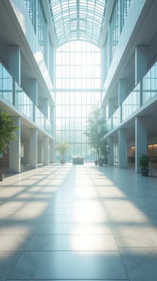 Spacious Glass Atrium with Natural Sunlight Streaming in Stock Photo ...