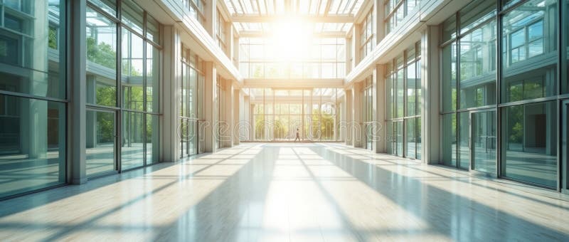 Spacious Glass Atrium with Natural Sunlight Streaming in Stock Photo ...