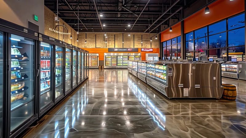 The Spacious Grocery Store Features Bright Lighting and Clean Aisles ...