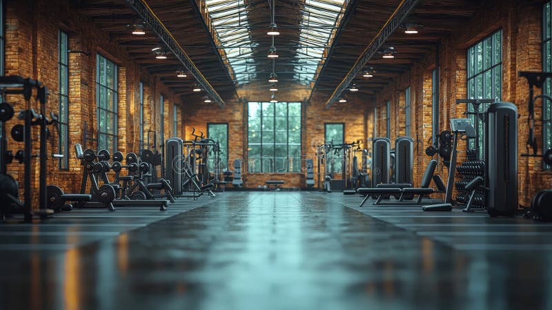 Spacious Gym Interior Featuring Modern Equipment and Natural Light ...