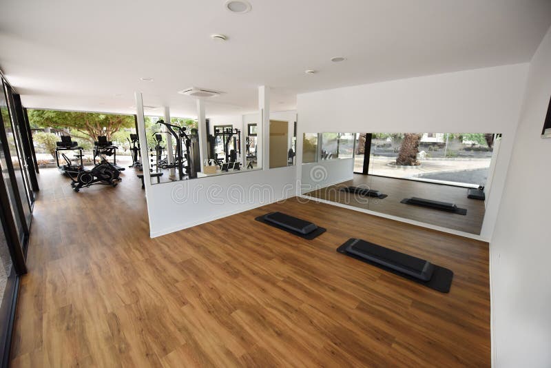 Spacious Gym with a Wide Selection of Exercise Equipment in the Glass ...
