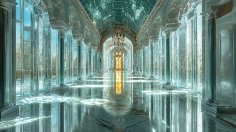 Stunning Interior of a Grand Hall with Reflective Floor and Beautiful ...
