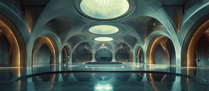 Spacious Hall with Numerous Arches Stock Photo - Image of decorative ...