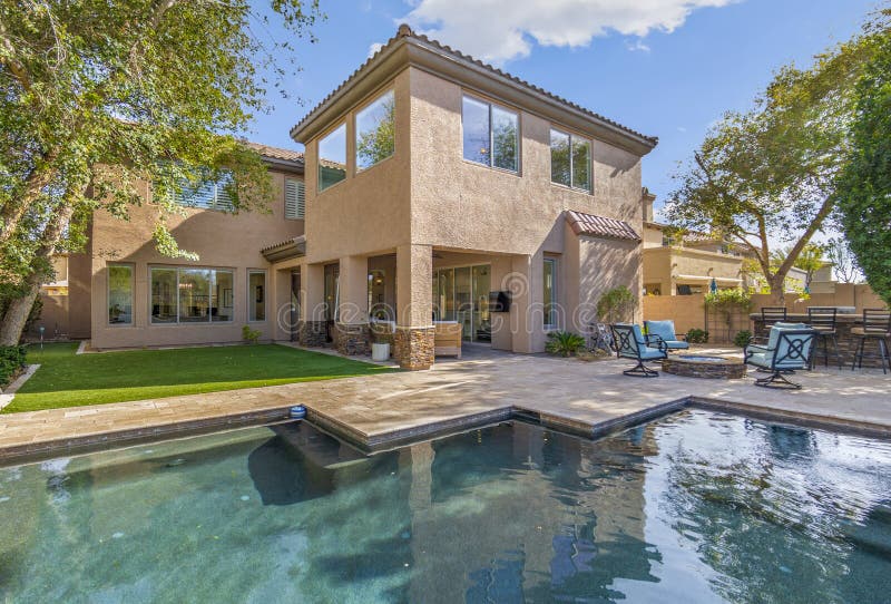 A Spacious House with a Swimming Pool is Located Right in Front Stock ...