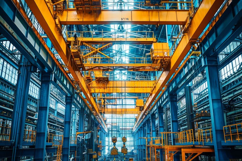 A Spacious and Impressive Industrial Warehouse Featuring Striking Blue ...