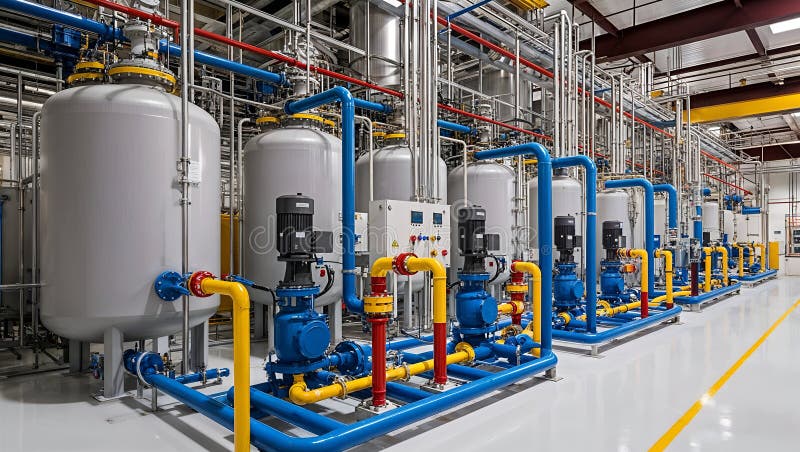Industrial Facility Features Large Storage Tanks and Intricate Piping ...