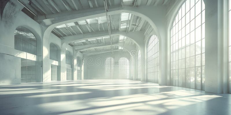 Spacious Industrial Interior Design with Large Windows and Modern ...