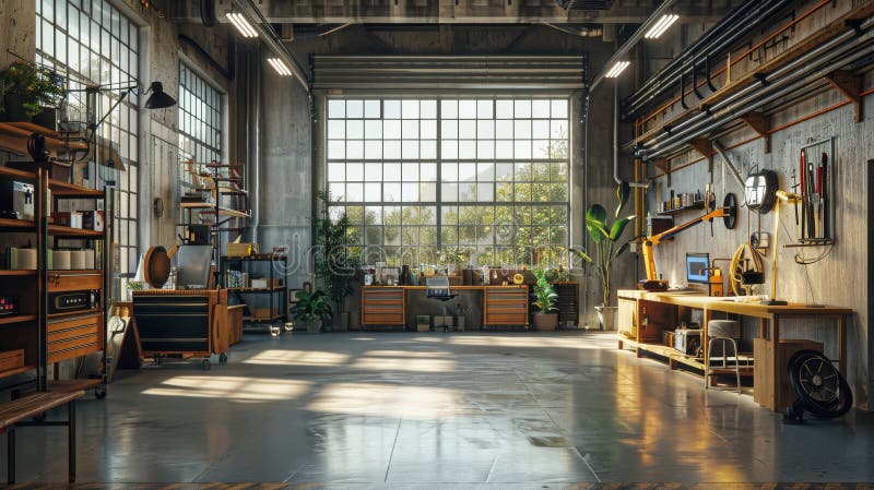 Spacious Industrial-style Open Concept Workshop with Modern Equipment ...