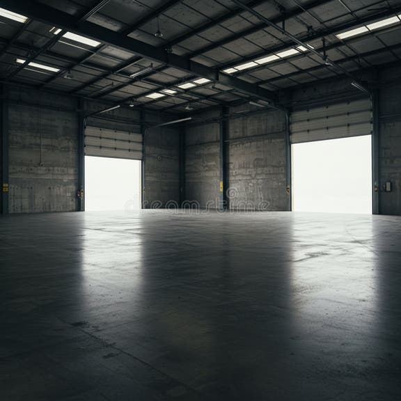 Spacious Industrial Warehouse with a High Ceiling and Massive Columns ...