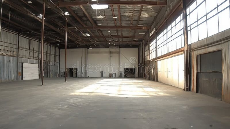 A Spacious Industrial Warehouse with High Ceilings and Large Windows ...
