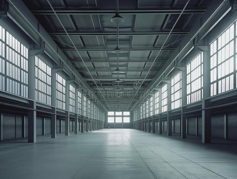 Spacious Industrial Warehouse Interior Stock Photo - Image of ...