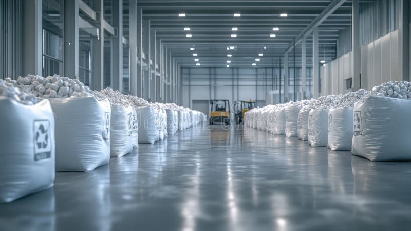 White Industrial Bulk Bags Stacked Warehouse Forklift Stock Photos ...