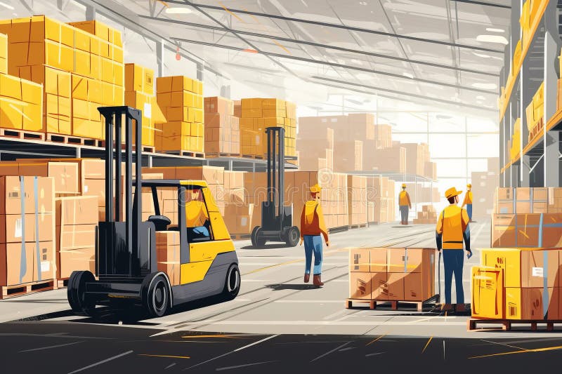 Industrial Warehouse Terminals Stock Image - Image of cargo, forklift ...